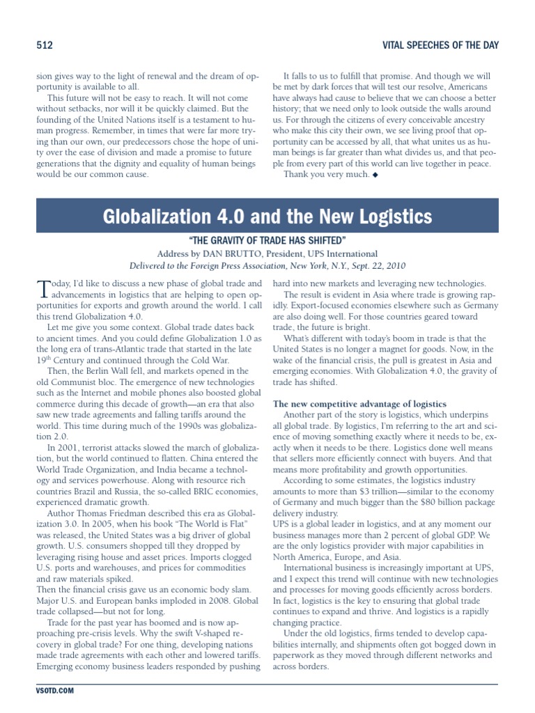 Globalization 4 and Logistics | PDF | Trade | Globalization