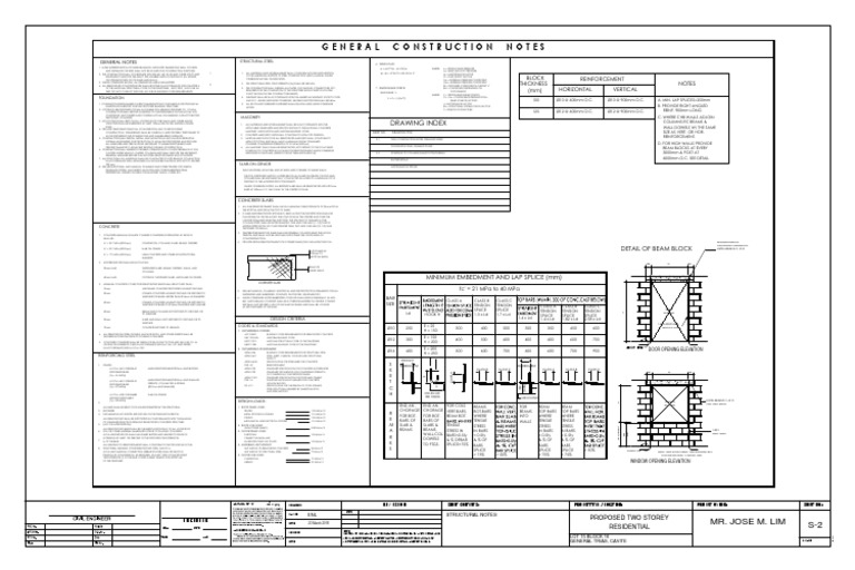 General Construction Notes: Drawing Index | PDF | Beam (Structure ...