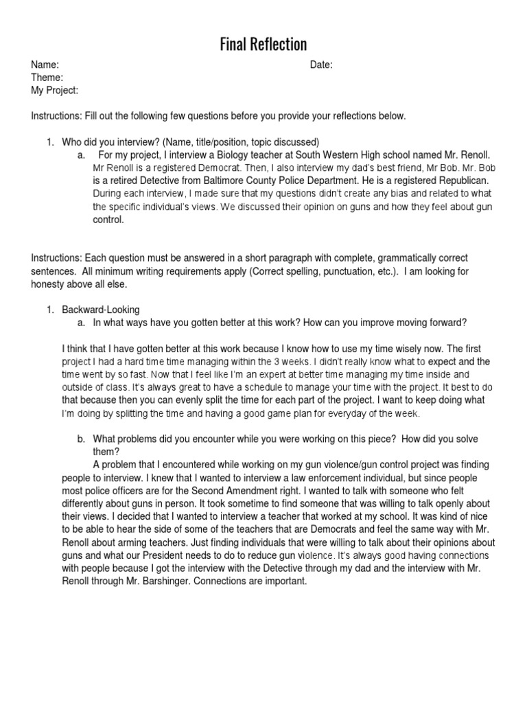 Emily Alascio - Final Reflection4 | PDF | Second Amendment To The ...