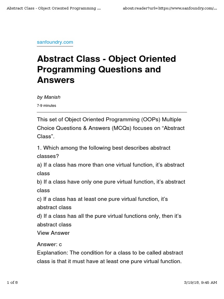 Questions On Classes | PDF | Class (Computer Programming) | Inheritance ...
