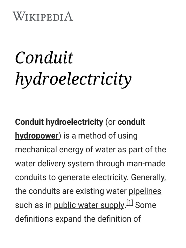 Conduit Hydroelectricity - Wikipedia | PDF