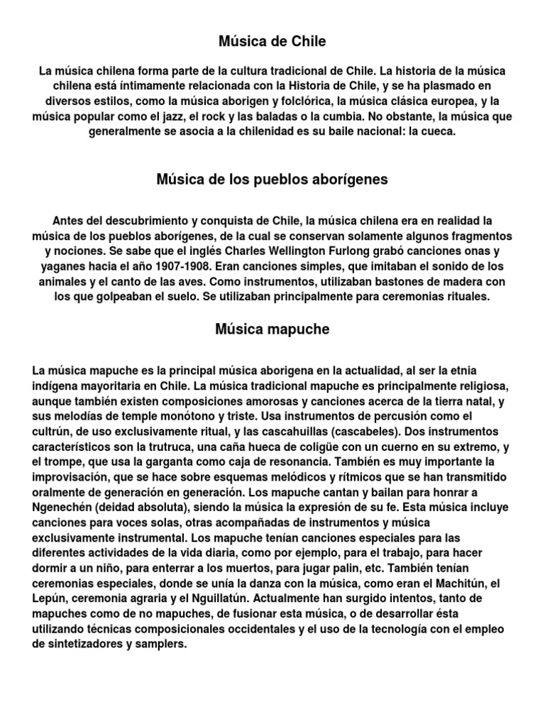 Música Tradicional de Chile | PDF | Chile | Bailes