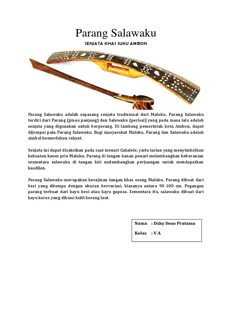 Parang Salawaku: Senjata Tradisional Maluku | PDF | Sejarah