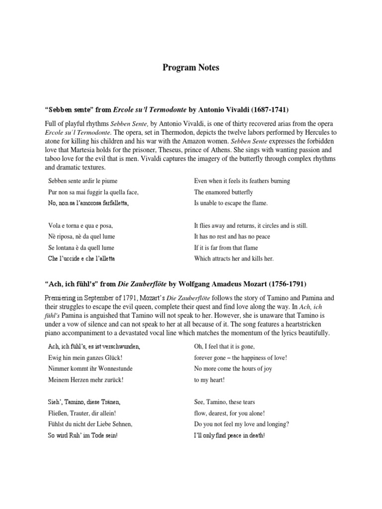 Program Notes | PDF | Performing Arts | Leisure