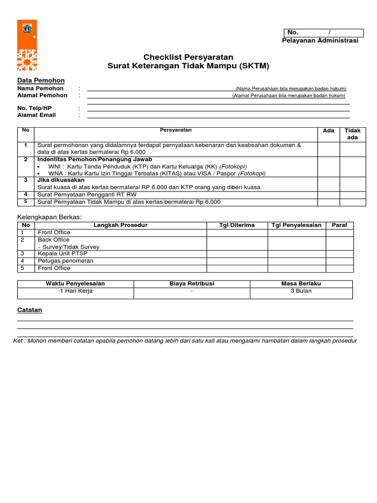 Ceklist SKTM Baru | PDF