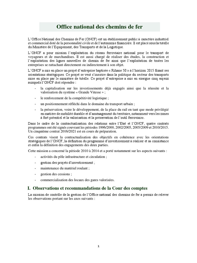 Pôle Infrastructure et Circulation ONCF | PDF | Transport ferroviaire ...