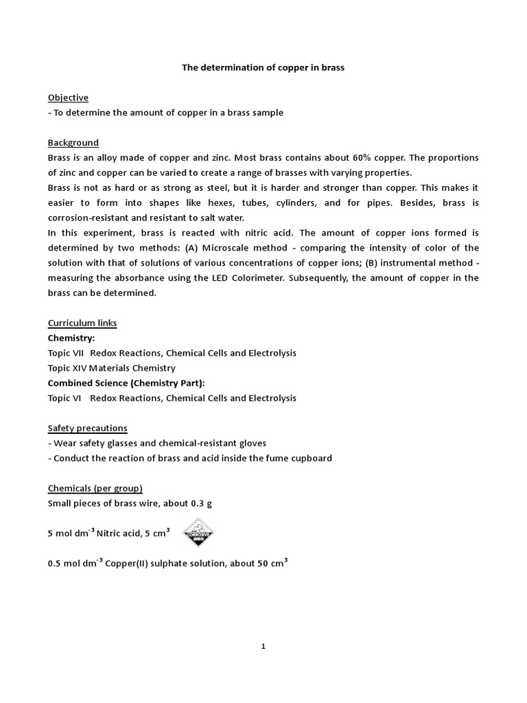 Copper Content Analysis in Brass | PDF | Brass | Absorbance
