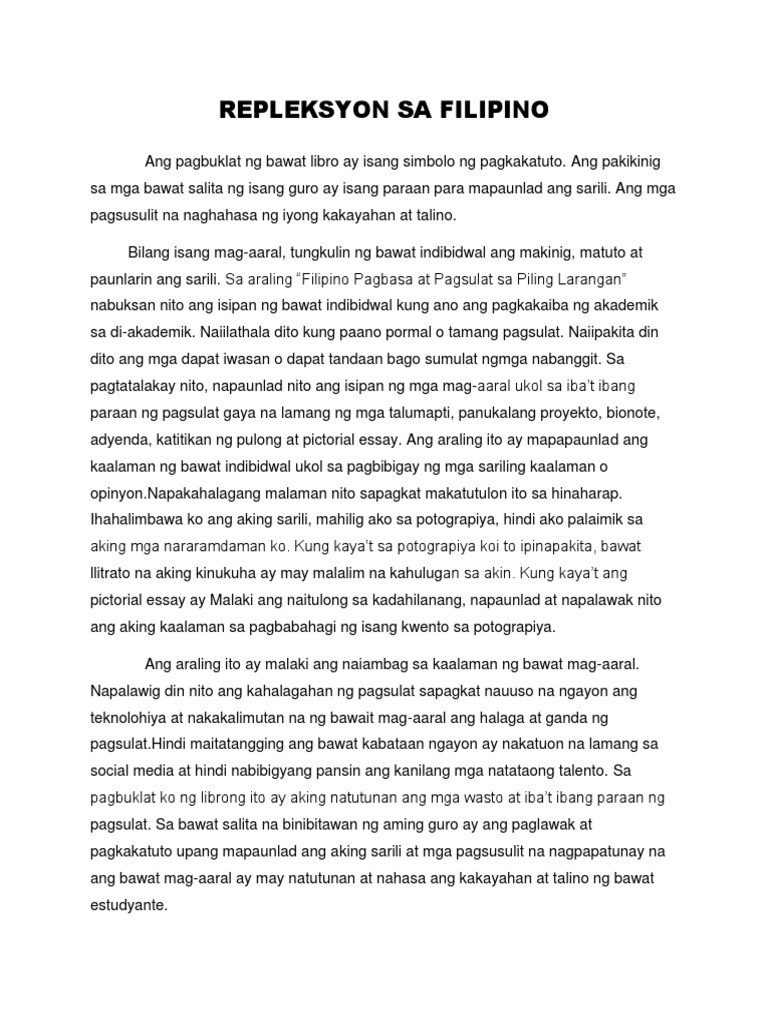Repleksyon Sa Filipino