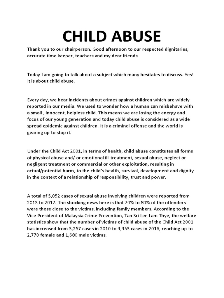 Public Speaking Script | PDF | Child Abuse | Applied Ethics