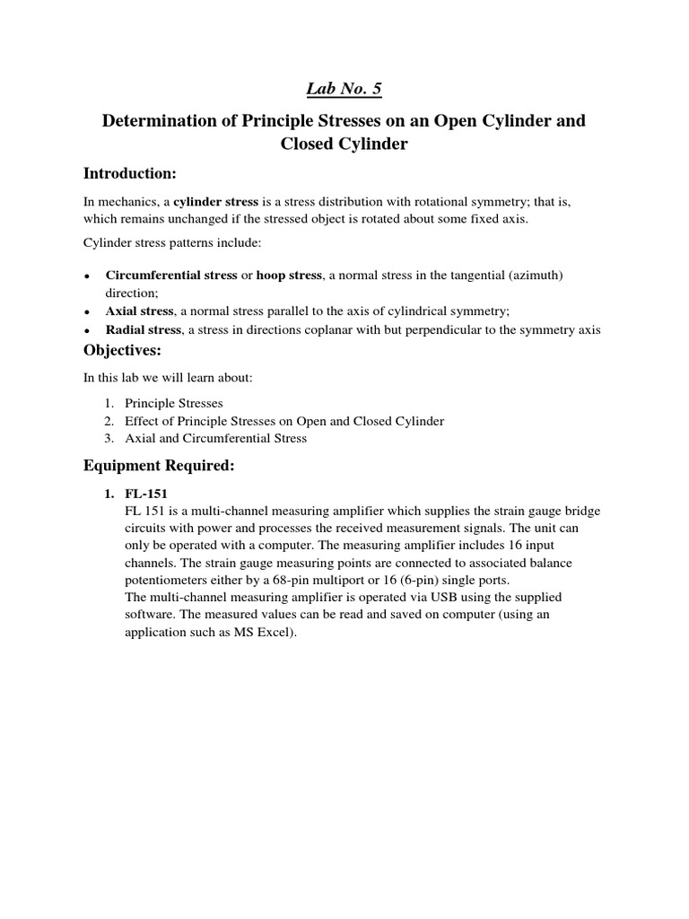 Mechanics of Material Open and Closed Cylinder | PDF | Stress ...