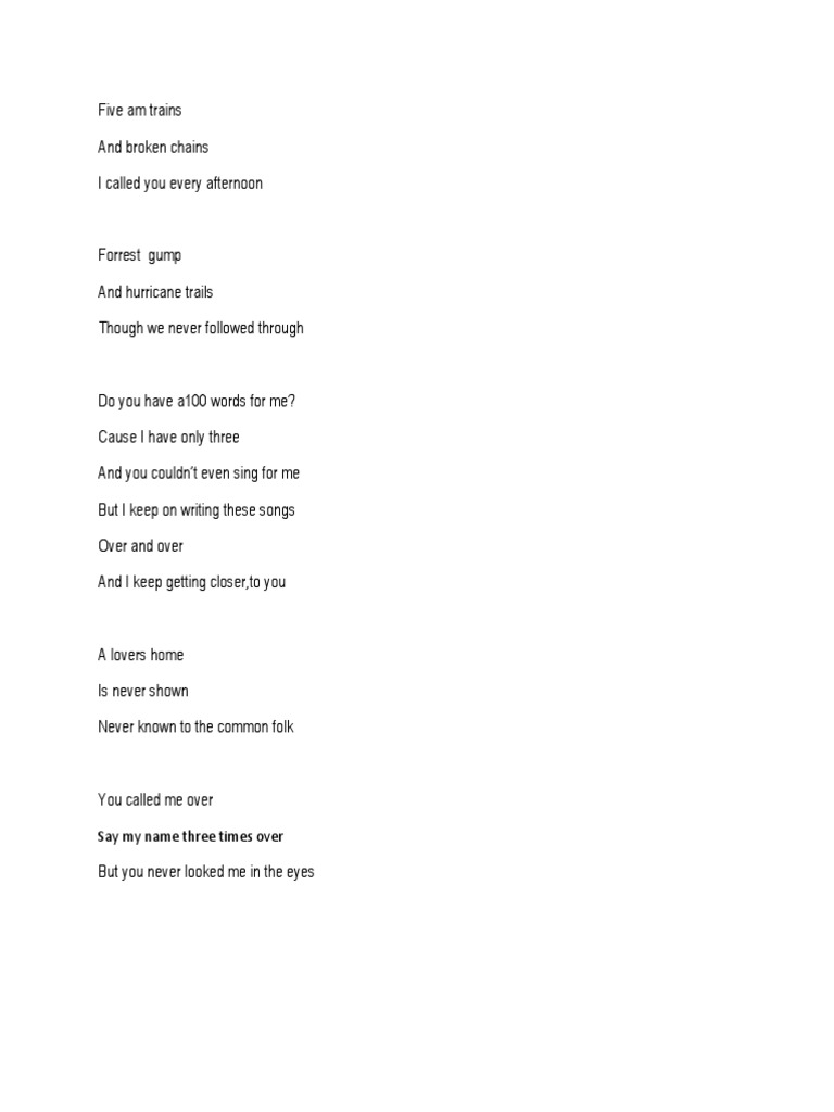 Say My Name Three Times Over | PDF