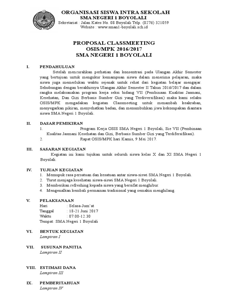 Proposal Classmeet Semester 2 | PDF
