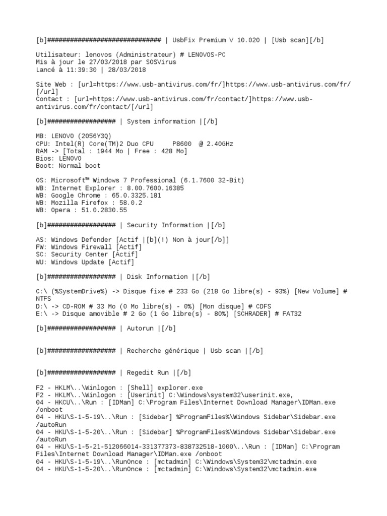 UsbFix Report | Download Free PDF | Office Equipment | Microsoft Windows