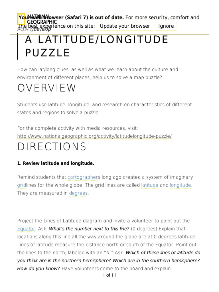 Latitudelongitude Puzzle 1 | PDF | Longitude | Latitude