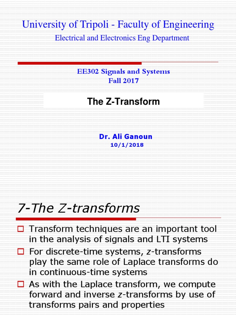EE302 The Z-Transform | PDF | Functions And Mappings | Algorithms