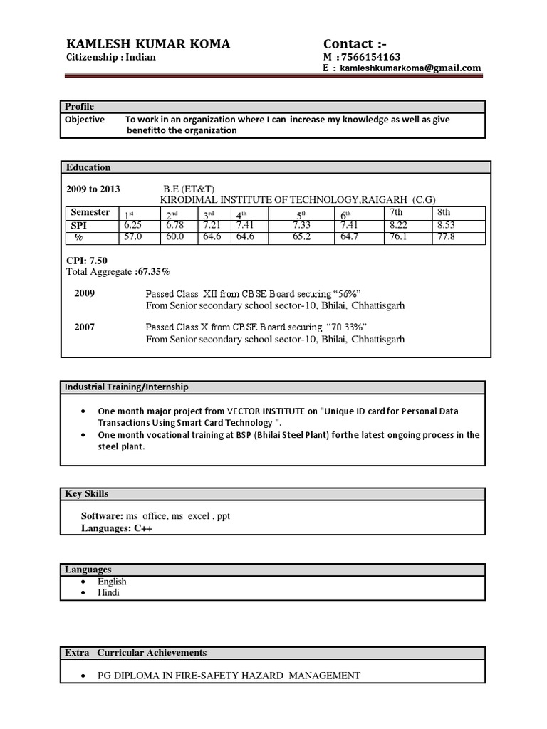 Kamlesh Kumar Koma Contact:-: Senior Secondary School Sector-10, Bhilai ...