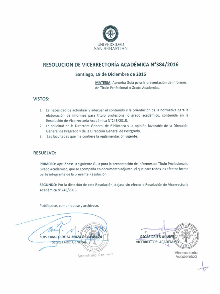 Guía para La Presentación de Informes de Título Profesional o Grado ...