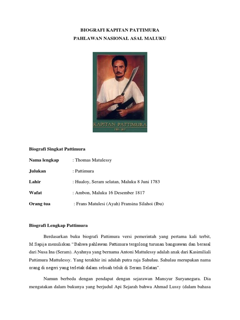 Biografi Kapitan Pattimura | PDF