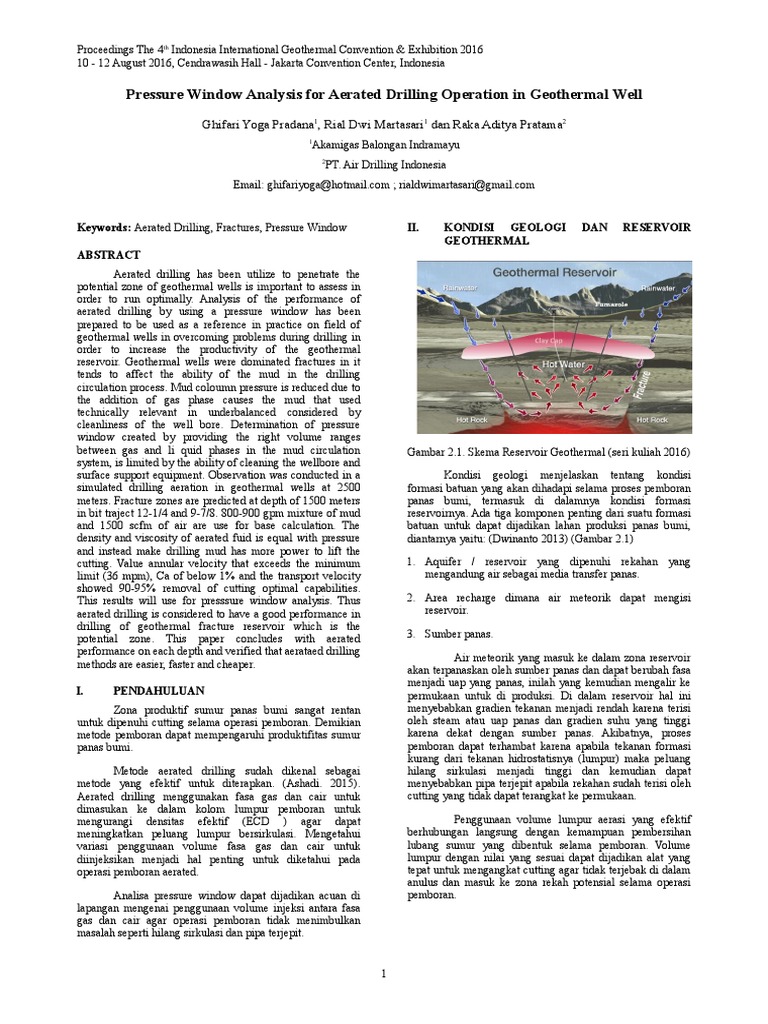 Pressure Window Analysis For Aerated Drilling Operation in Geothermal ...