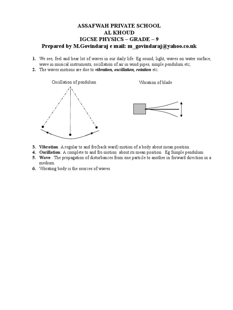 IGCSE Waves Notes | PDF | Wavelength | Waves