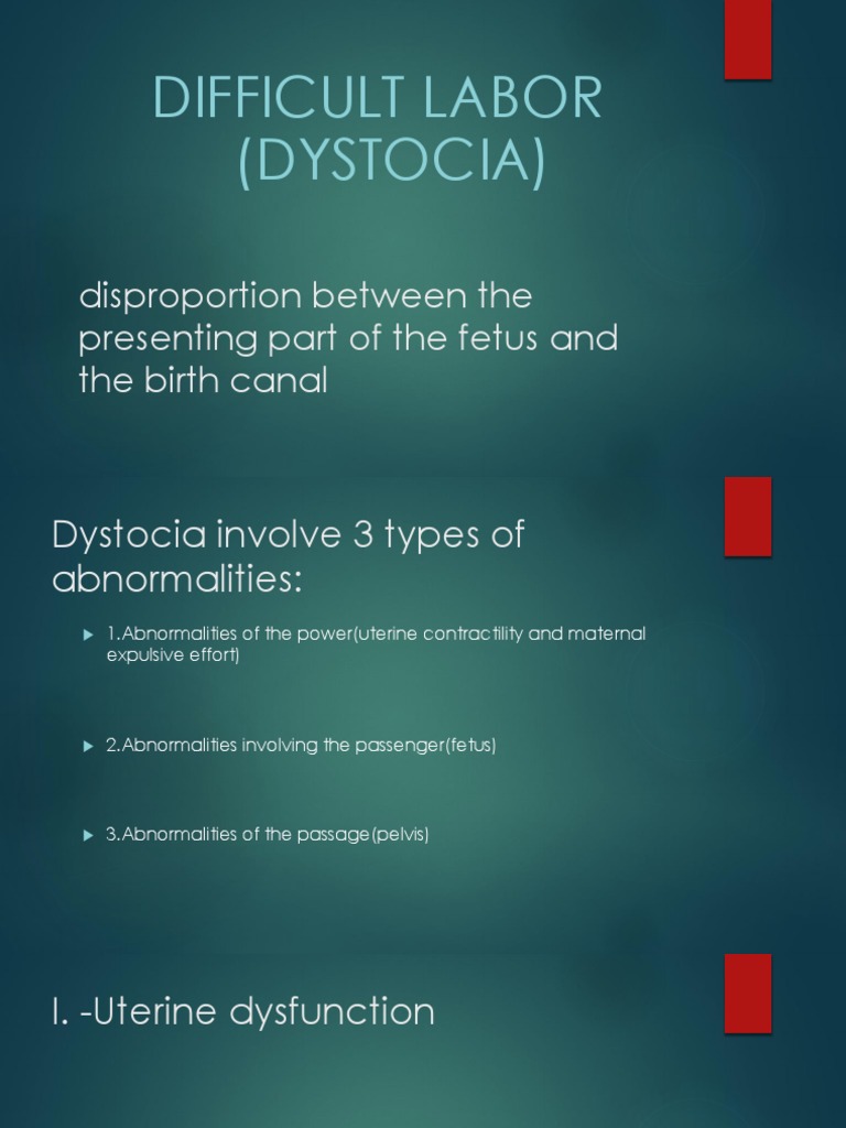 Difficult Labor (Dystocia) : Disproportion Between The Presenting Part ...