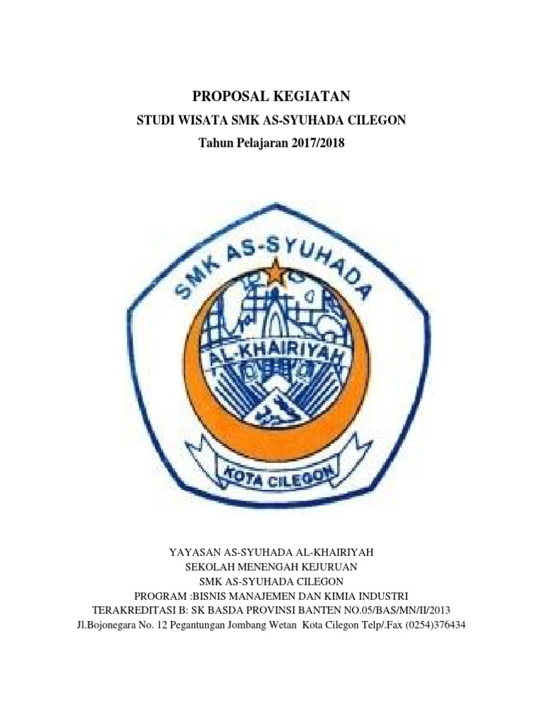 Proposal Study Tour SMK Assyuhada Borobudur | PDF