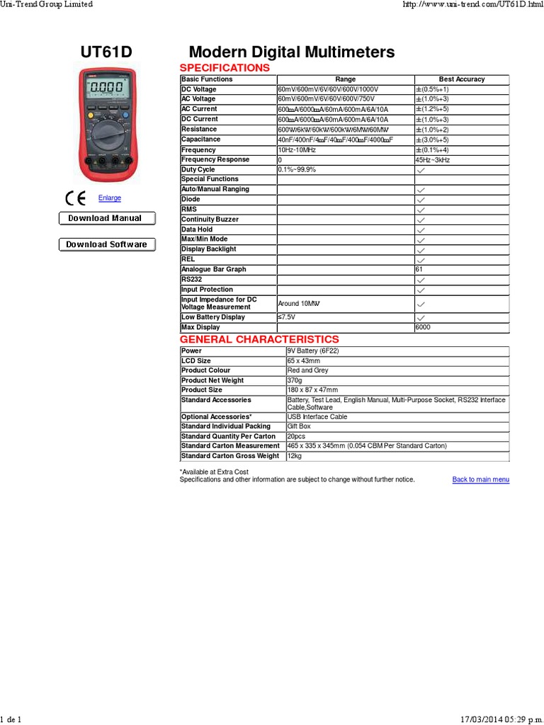 UT61D | PDF | Electrical Engineering | Electric Power