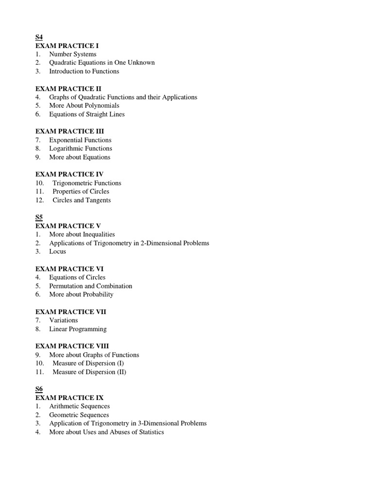 S4 Exam Practice I | PDF