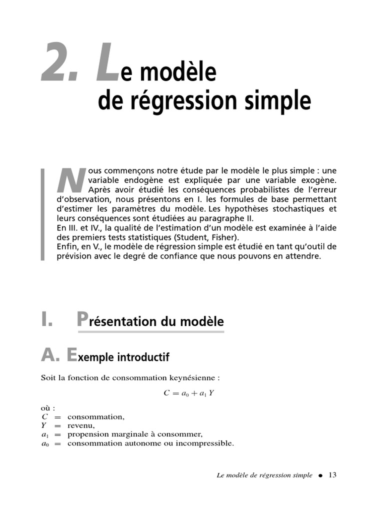 Modèle de régression simple expliqué | PDF | Régression linéaire ...