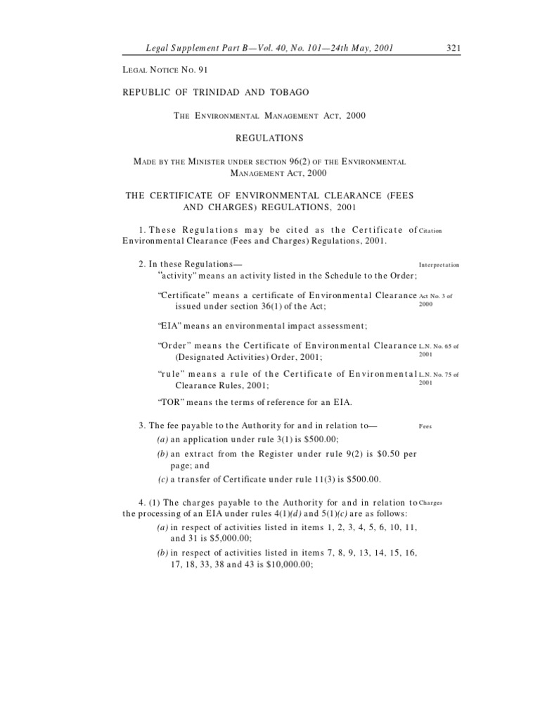 Certificate of Environmental Clearance Fees | PDF | Environmental ...