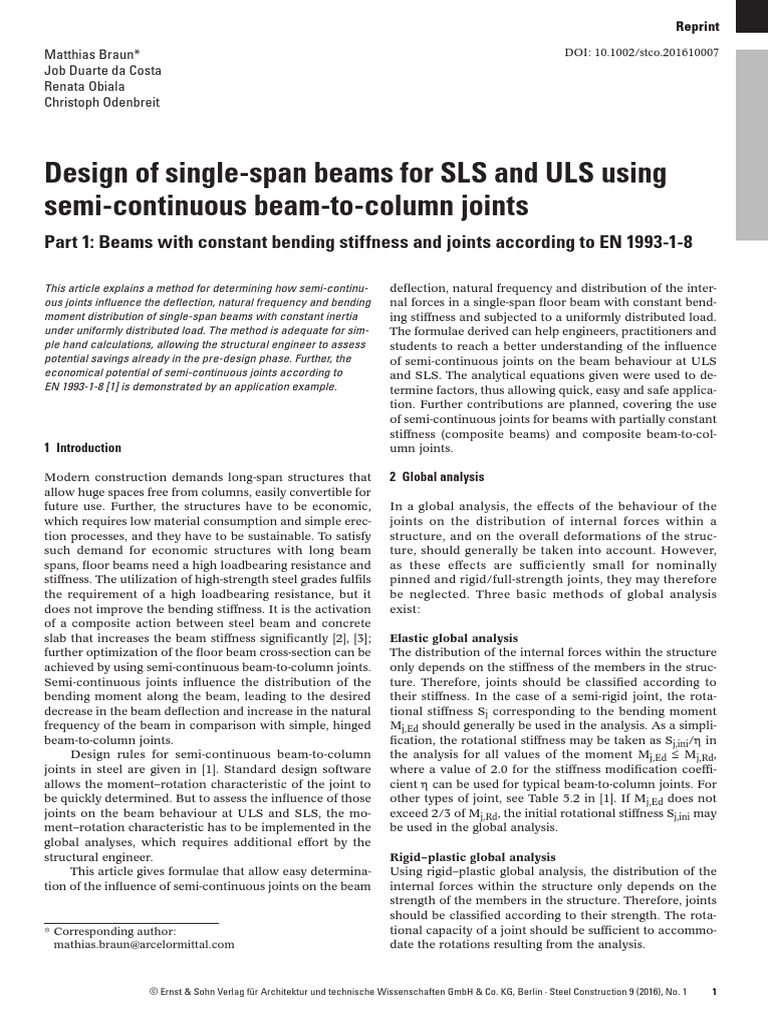 Design of Single Span Beams in SLS | PDF | Beam (Structure) | Bending