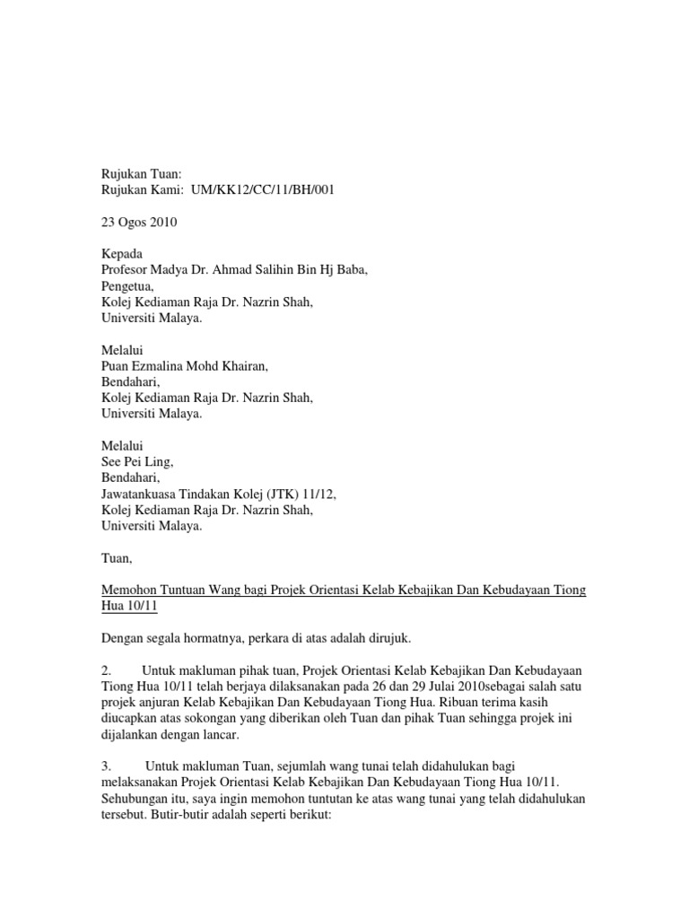 Contoh Surat Tuntutan Wang | PDF