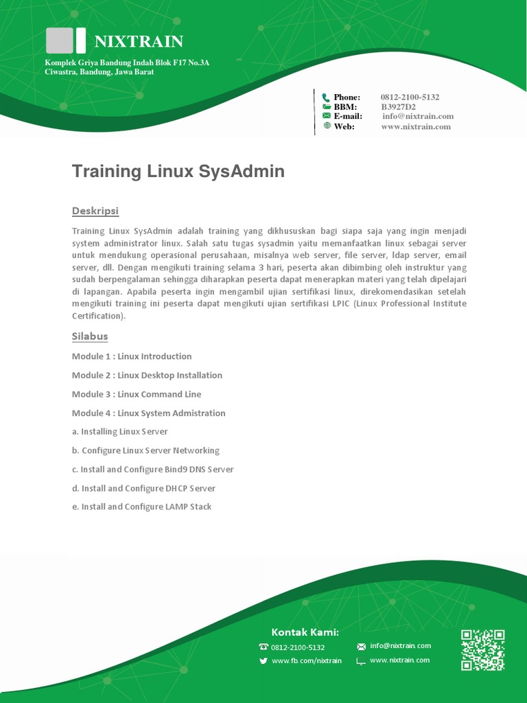Silabus Training Linux Sysadmin Nixtrain PDF | PDF | Komputer
