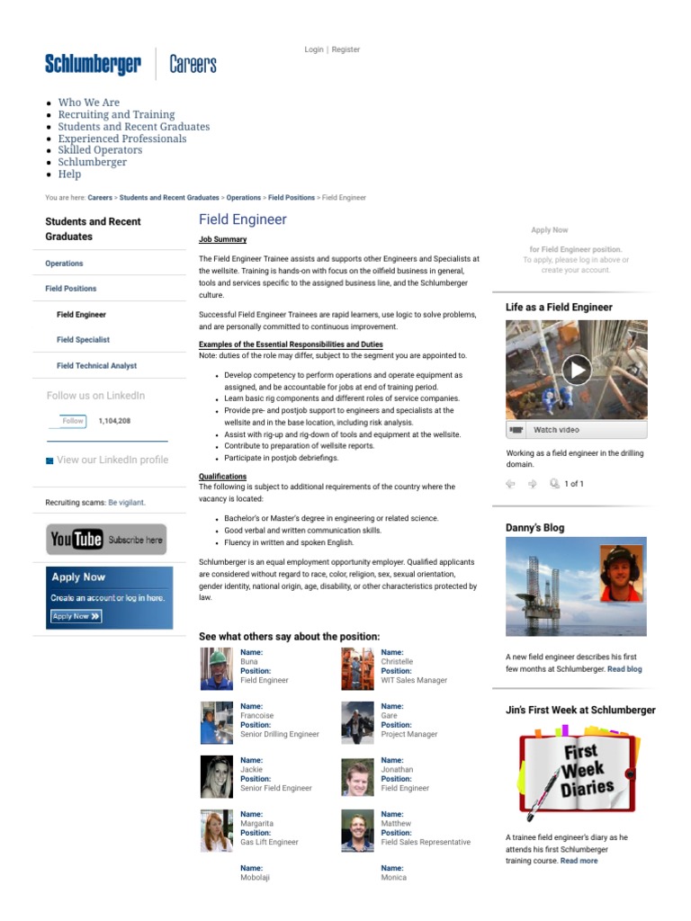 Field Engineer, Schlumberger | PDF | Engineer | Change
