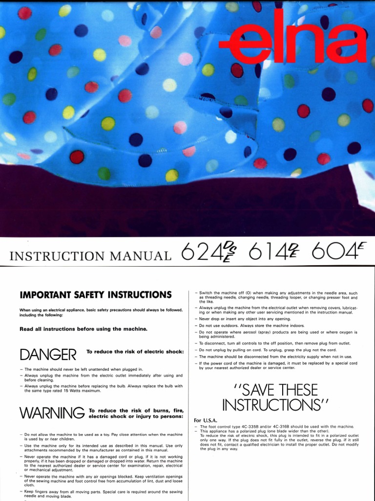 Elna Serger Instruction Manual 624dse 614de 604e | PDF | Sewing Machine ...