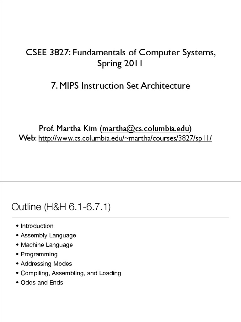 MIPS Instruction Set Architecture PDF | PDF | Pointer (Computer Programming) | Assembly Language