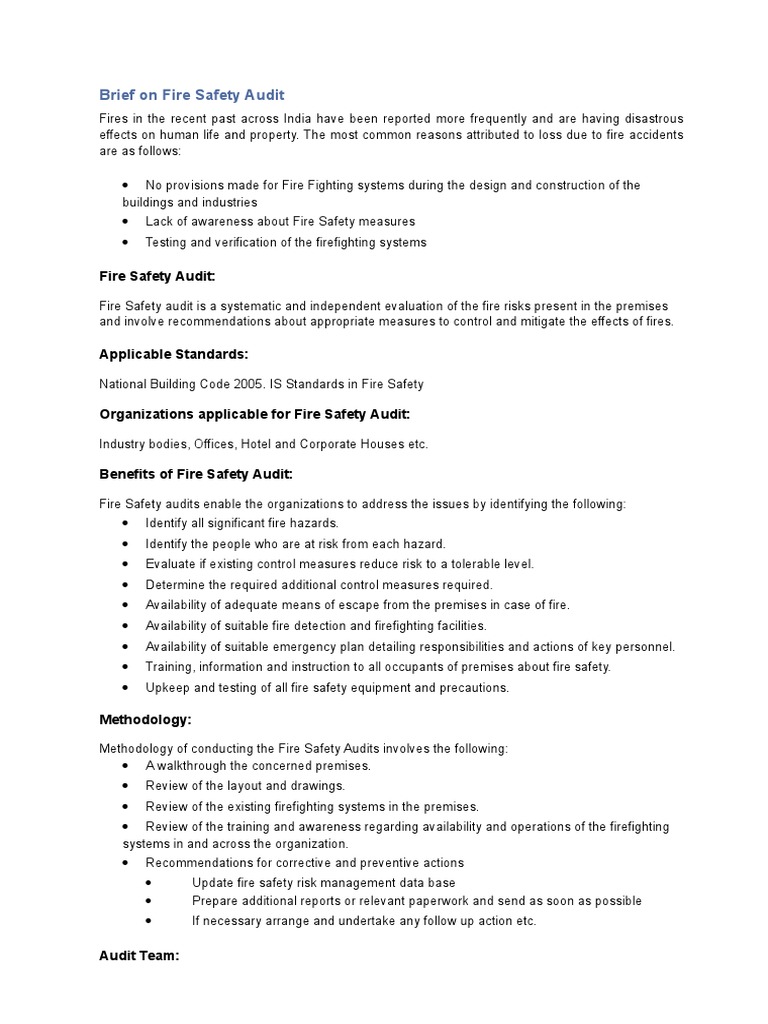 Fire Safety Audit | PDF | Fire Safety | Safety