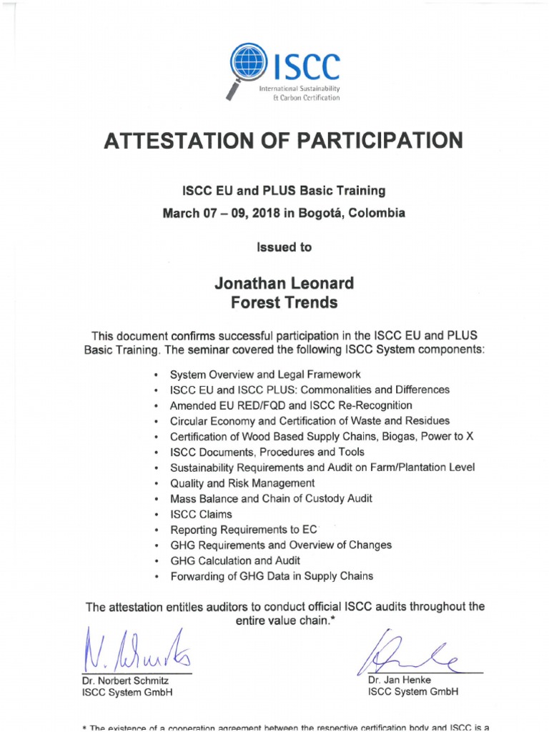 ISCC Auditor Certification | PDF