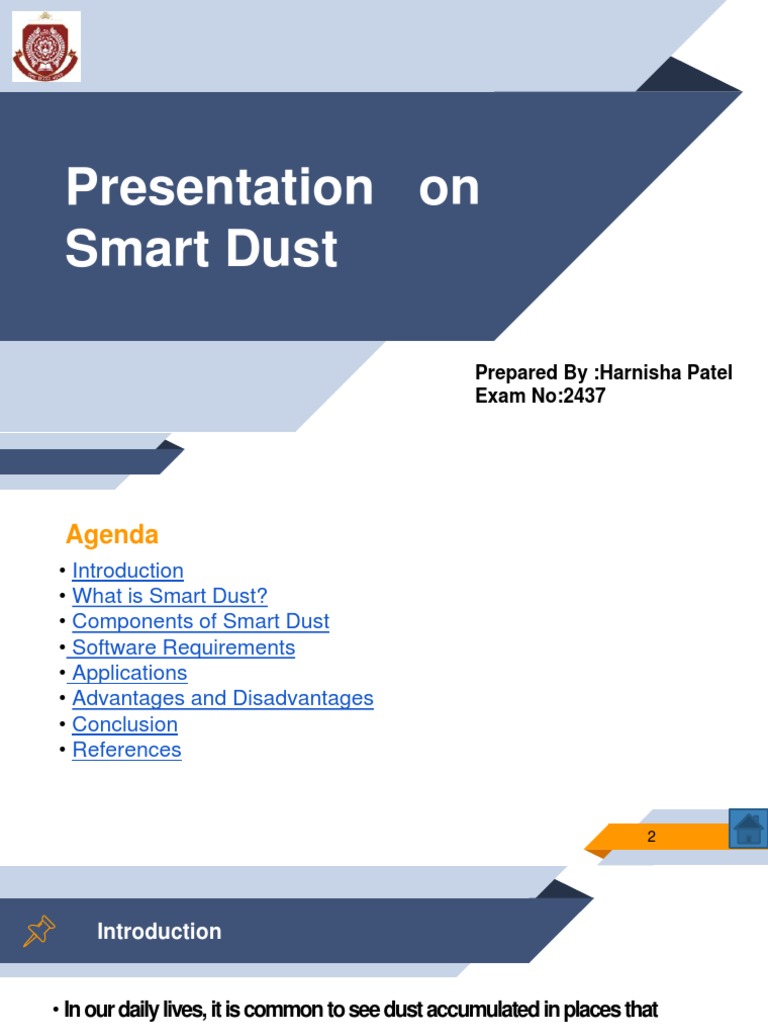 Presentation On Smart Dust: Prepared By:Harnisha Patel Exam No:2437 ...