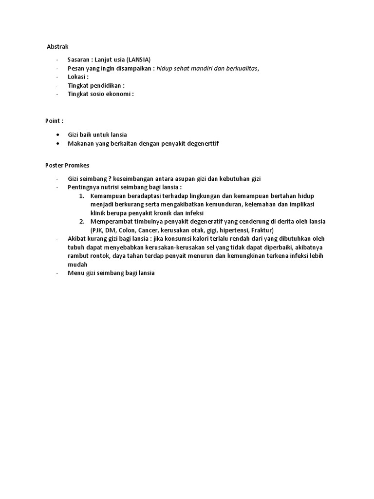 Promkes Poster Lansia | PDF