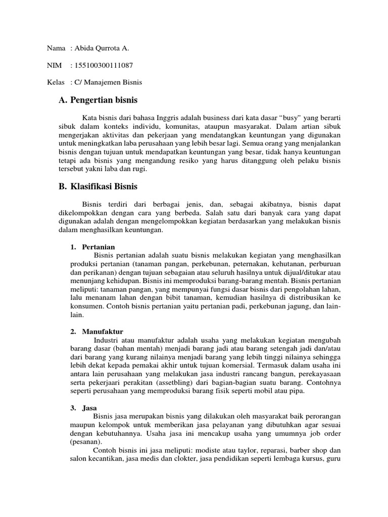 Klasifikasi Bisnis Pdf