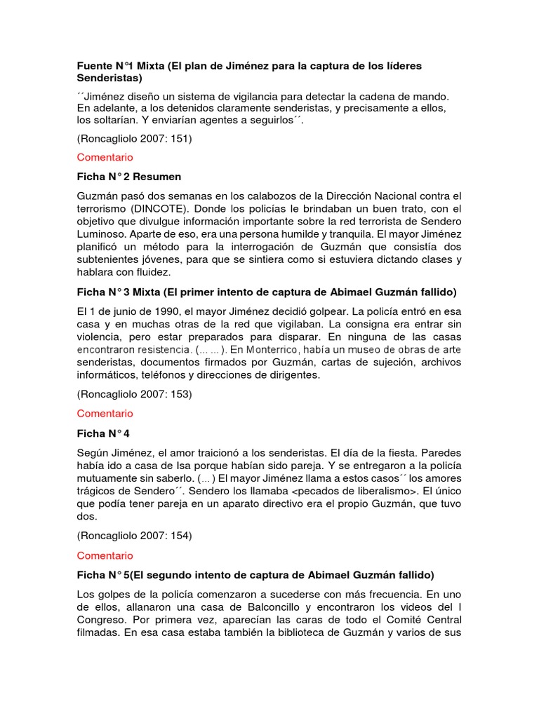 Fichas de La Cuarta Espada,La Historia de Abimael Guzmán y Sendero Luminoso | PDF | Violencia ...