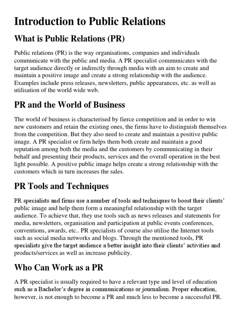 Introduction to Public Relations | Public Relations | Target Audience