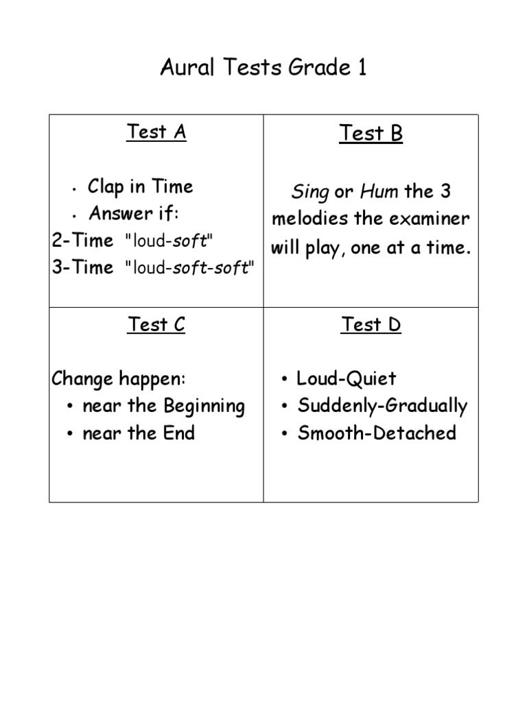 Aural Tests Grade 1: Test B | PDF