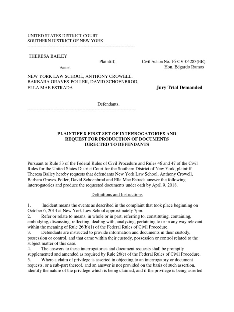 Plaintiff's Interrogatories & Document Requests | PDF | Interrogatories ...