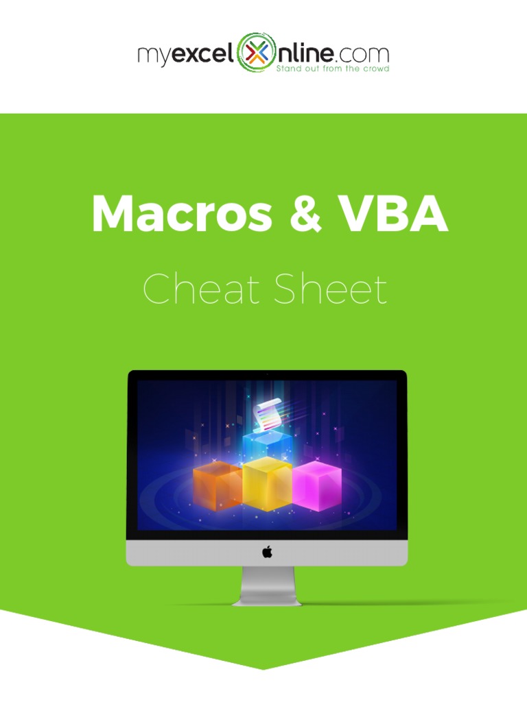 Macros & VBA Cheat Sheet | Download Free PDF | Visual Basic For Applications | Microsoft Excel