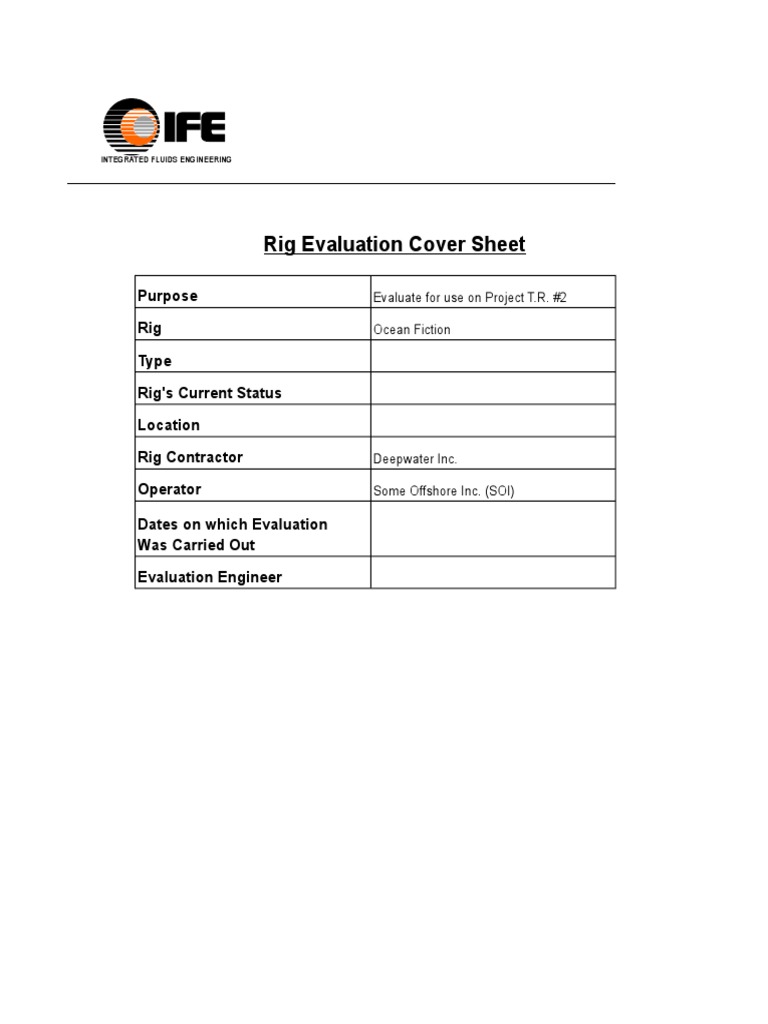 Rig Evaluation Cover Sheet | PDF | Computing And Information Technology ...