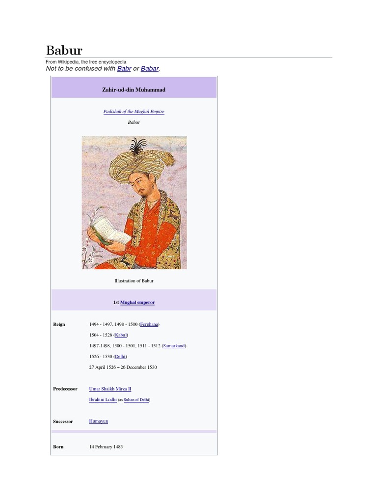 Babur | PDF | Timurid Dynasty | Mughal Empire