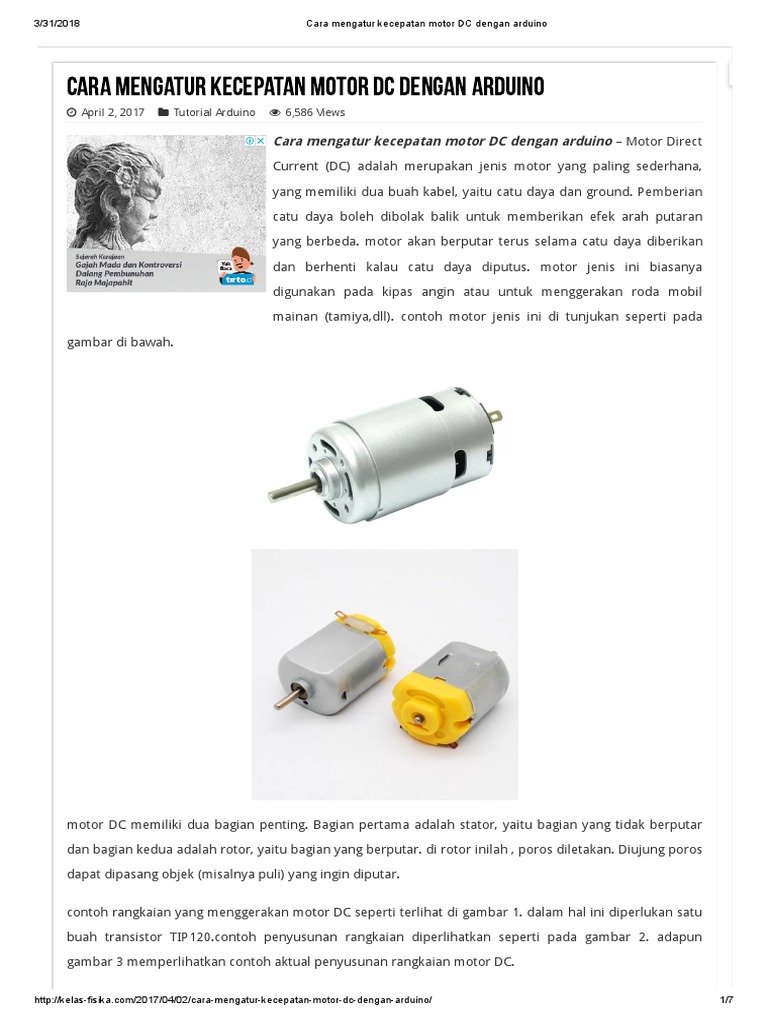 Cara Mengatur Kecepatan Motor DC Dengan Arduino | PDF