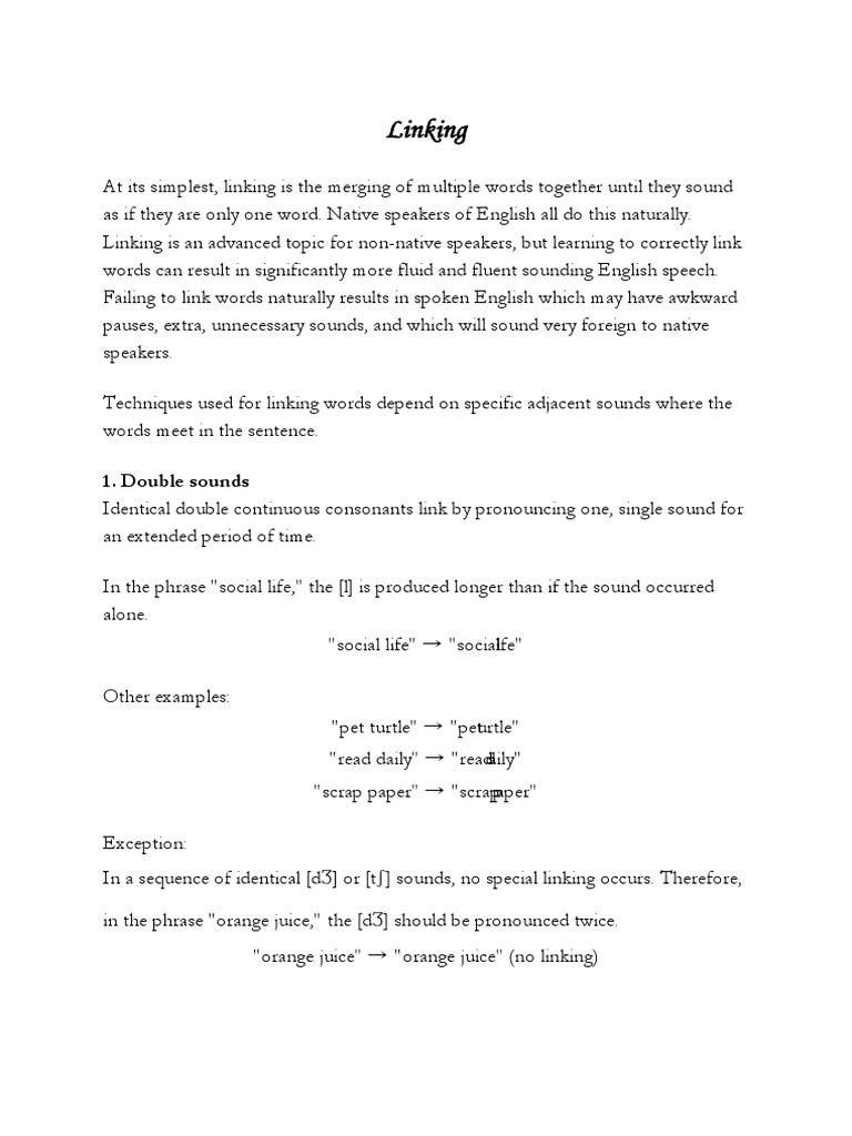 English Linking for Fluent Speech | PDF | Consonant | English Language